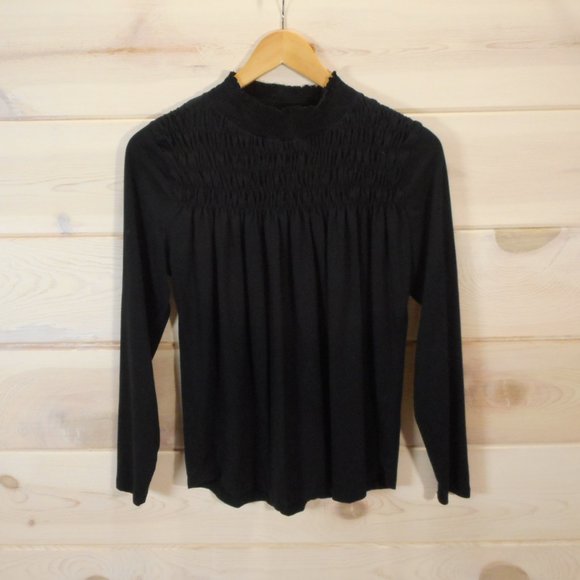 Sundance Tops Sundance Womens M Smock Lettuce Ruffle Trim Mock Neck